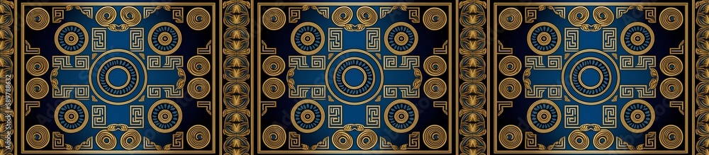 Seamless horizontal texture. Greek mandala in the form of a rhombus ...