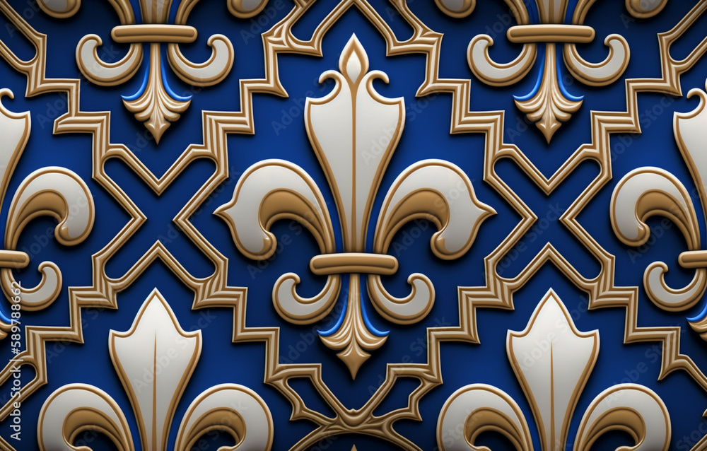 Seamless horizontal texture. Royal lilies. Created by a company ...