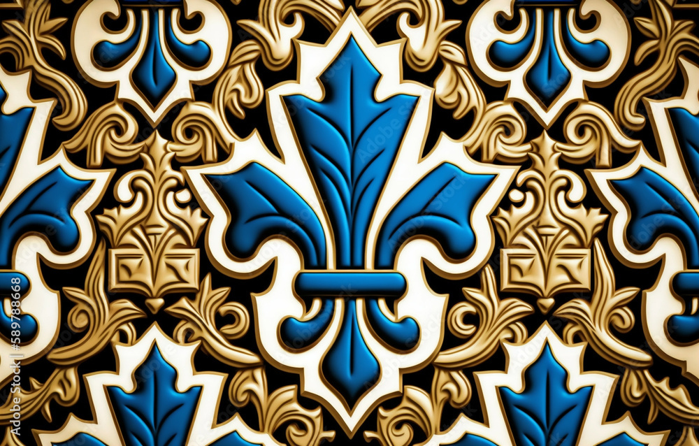 Seamless horizontal texture. Royal lilies. Created by a company ...