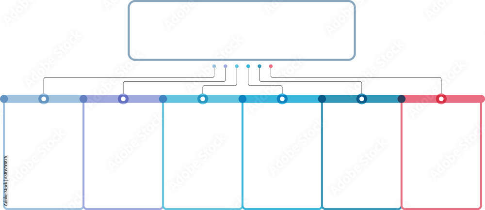 Flowchart with main title and 6 elements, workflow, process chart ...