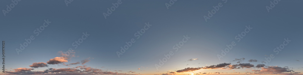 sunset sky with evening clouds as seamless hdri 360 panorama view with ...
