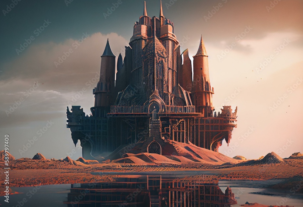 sci-fi castle created using AI Generative Technology. Generative AI ...