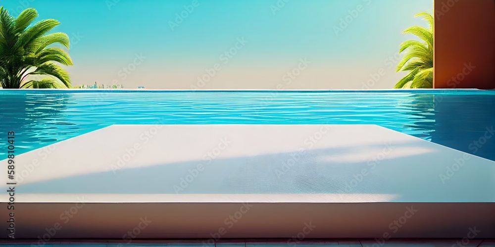 Empty poolside surface with summer travel hotel swimming pool ...