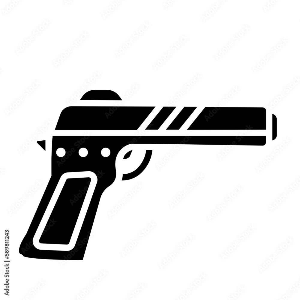 gun pistol revolver snapper shooting iron weapon arms icon Stock Vector ...