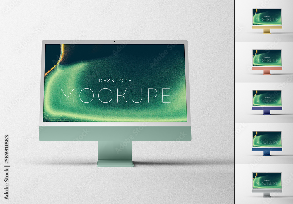 Desktop Mockup – Front View Computer Display with Multiple Color ...