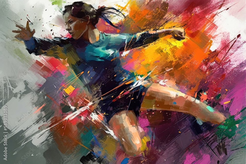 This dynamic oil painting, created by artificial intelligence, captures ...