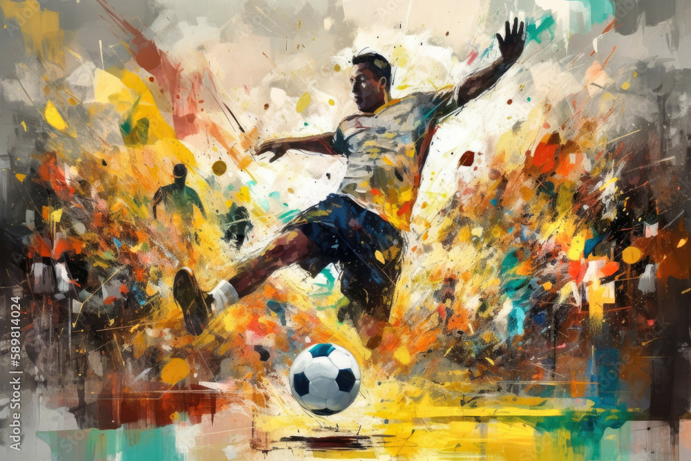 This dynamic oil painting, created by artificial intelligence, captures ...