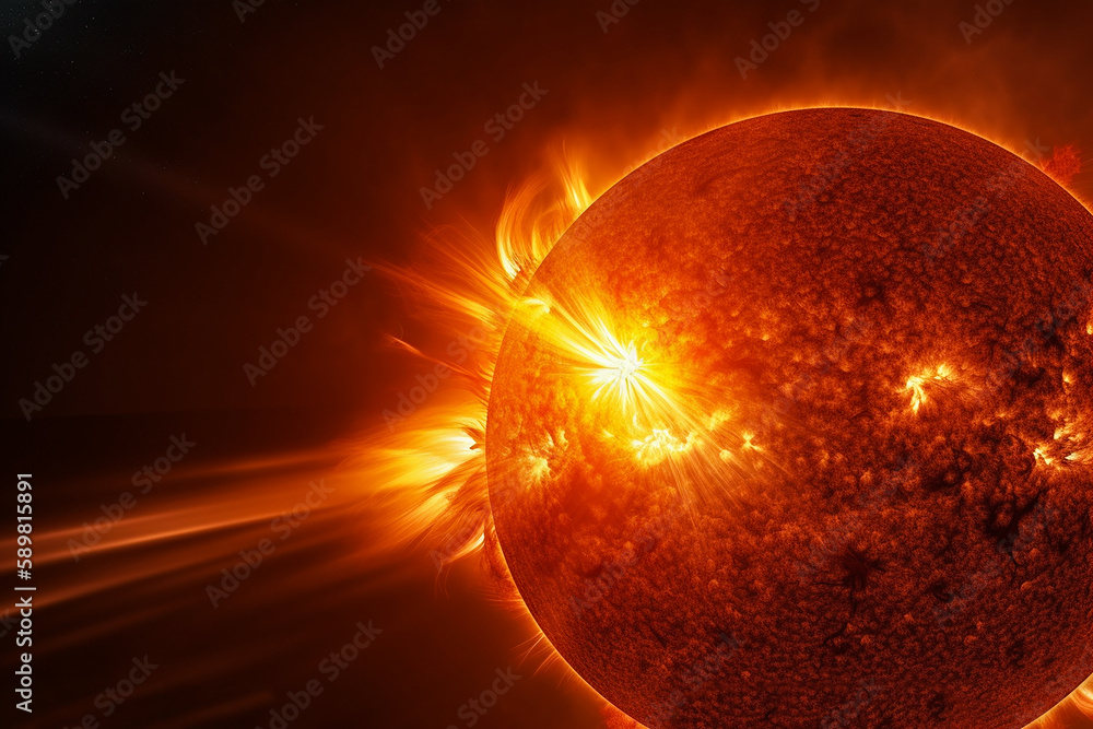 Solar Flares. Generative AI. A digital painting of a solar flare of the ...
