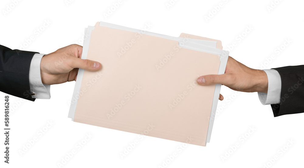 Closeup of Businesspeople Handing File Folder Stock Photo | Adobe Stock
