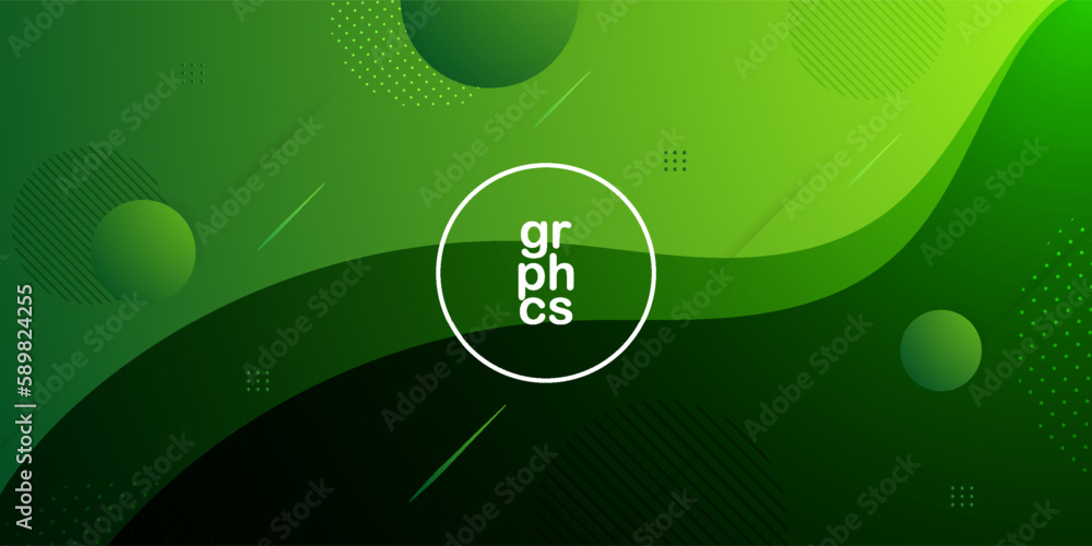 Modern Dynamic Simple Abstract Dark Background with Green Color Wavy Design And Circle Pattern ...