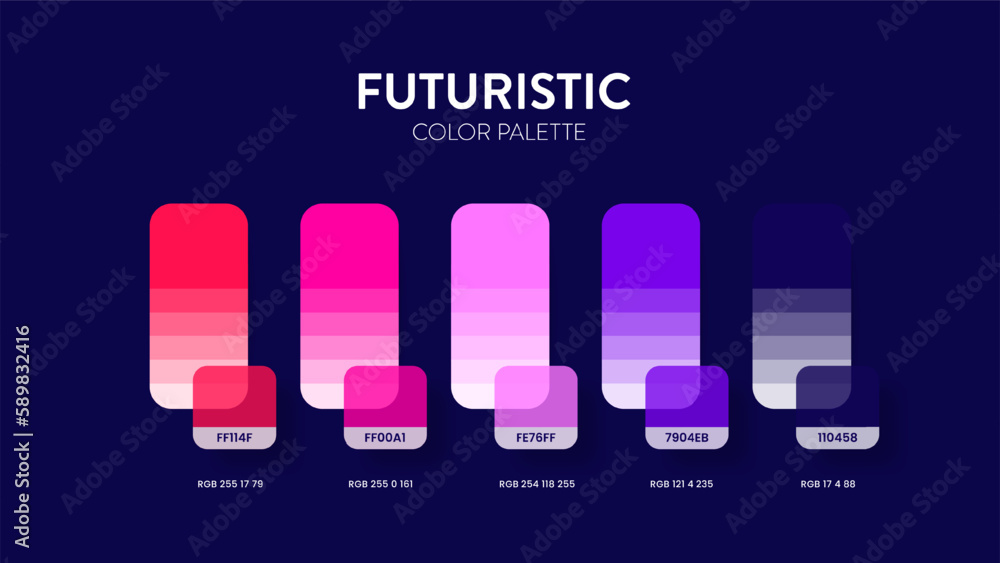 Color palette in Futuristic colour theme collections. Color scheme or ...