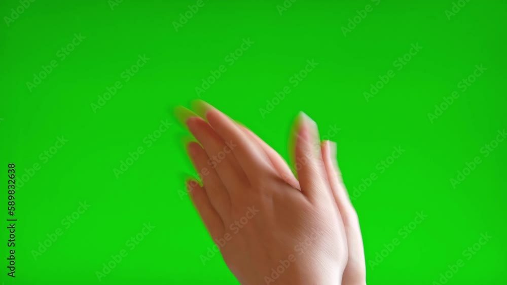 Female Hands are clapping on green screen background. Girl Hands ...