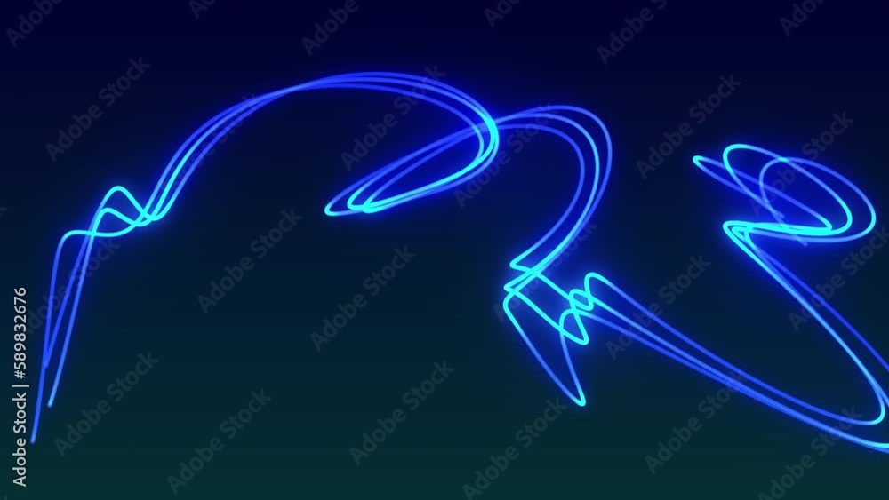 Line Background. Bright blue neon glowing fast moving lines along the ...