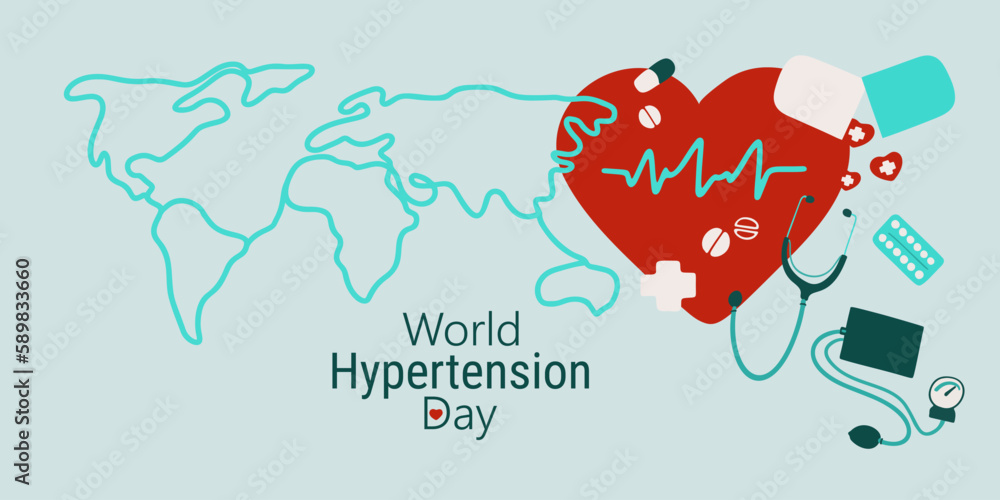 World Hypertension day illustration illustration with heart symbol and ...