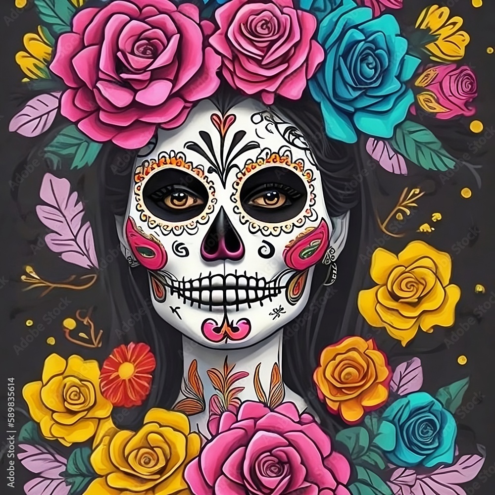 Day of the Dead and Halloween. Katrina Dia de los Muertos. Mexican ...