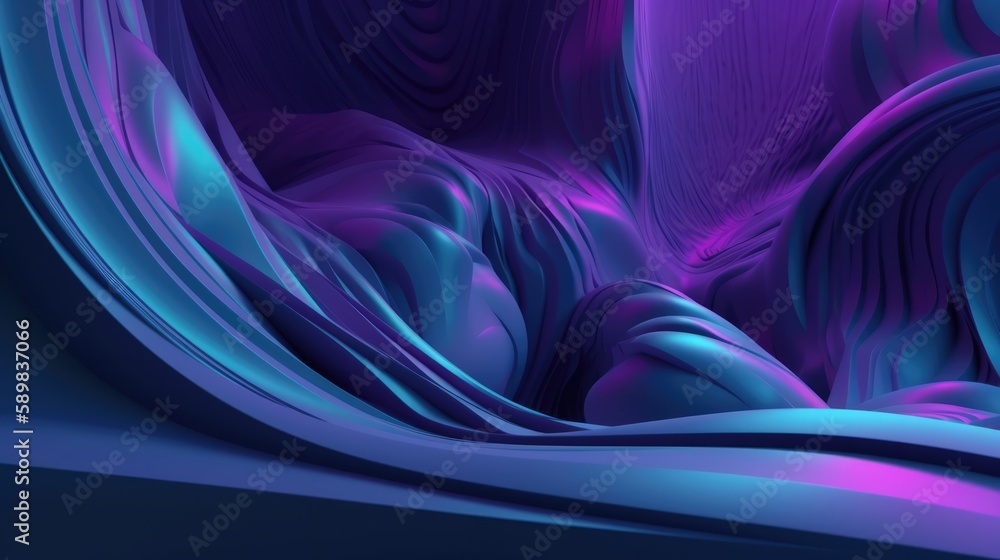 Abstract purple and blue futuristic background with colorful curves and ...