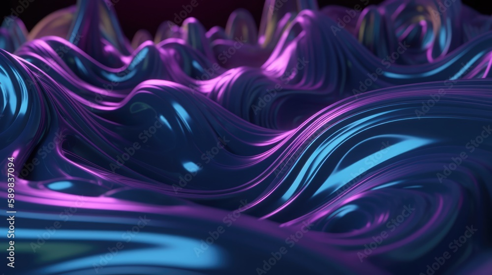 Abstract purple and blue futuristic background with colorful curves and ...