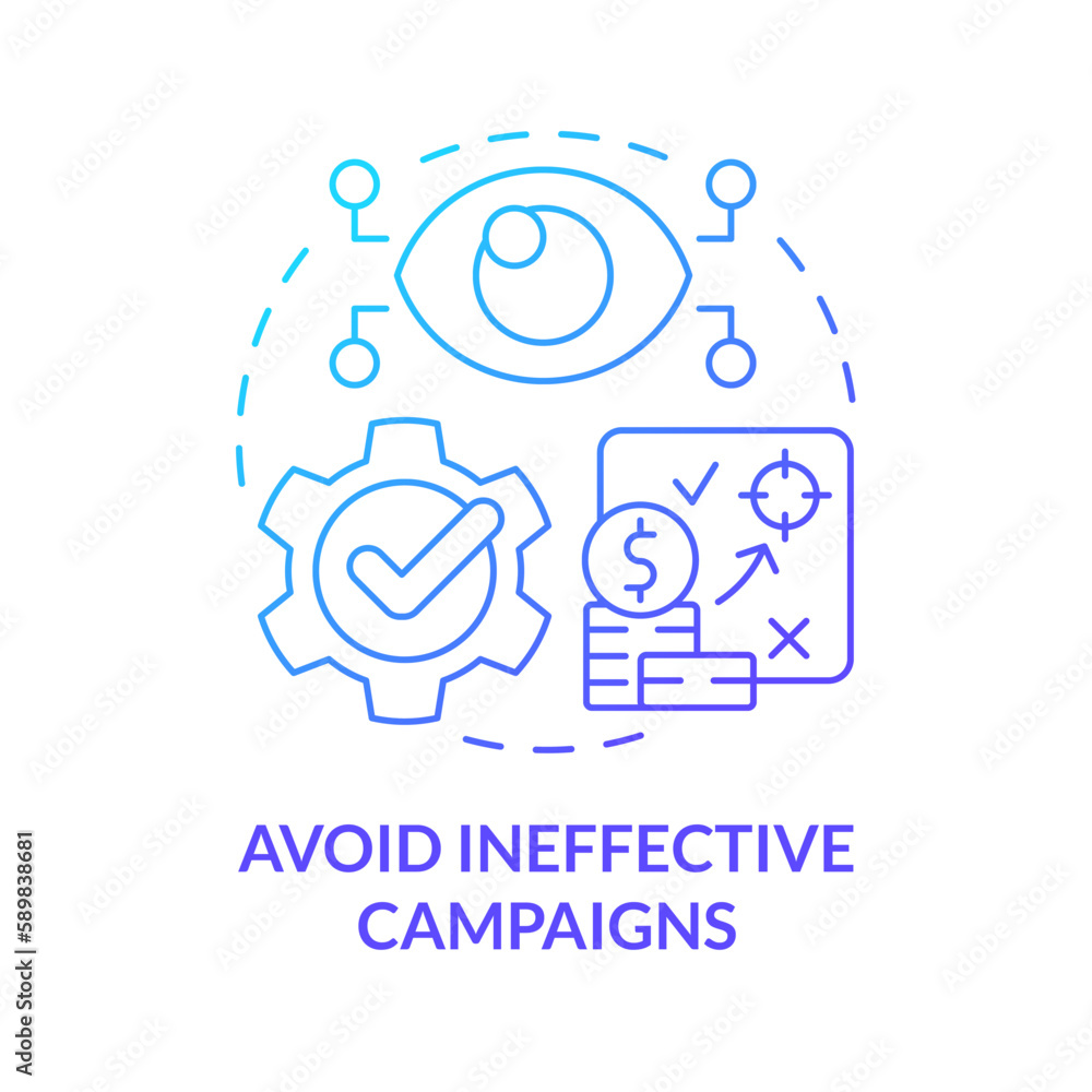Avoid ineffective campaigns blue gradient concept icon. Choose strategy ...