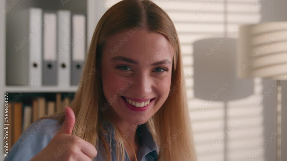 Happy excited carefree Caucasian woman dancing cheerful moving showing ...