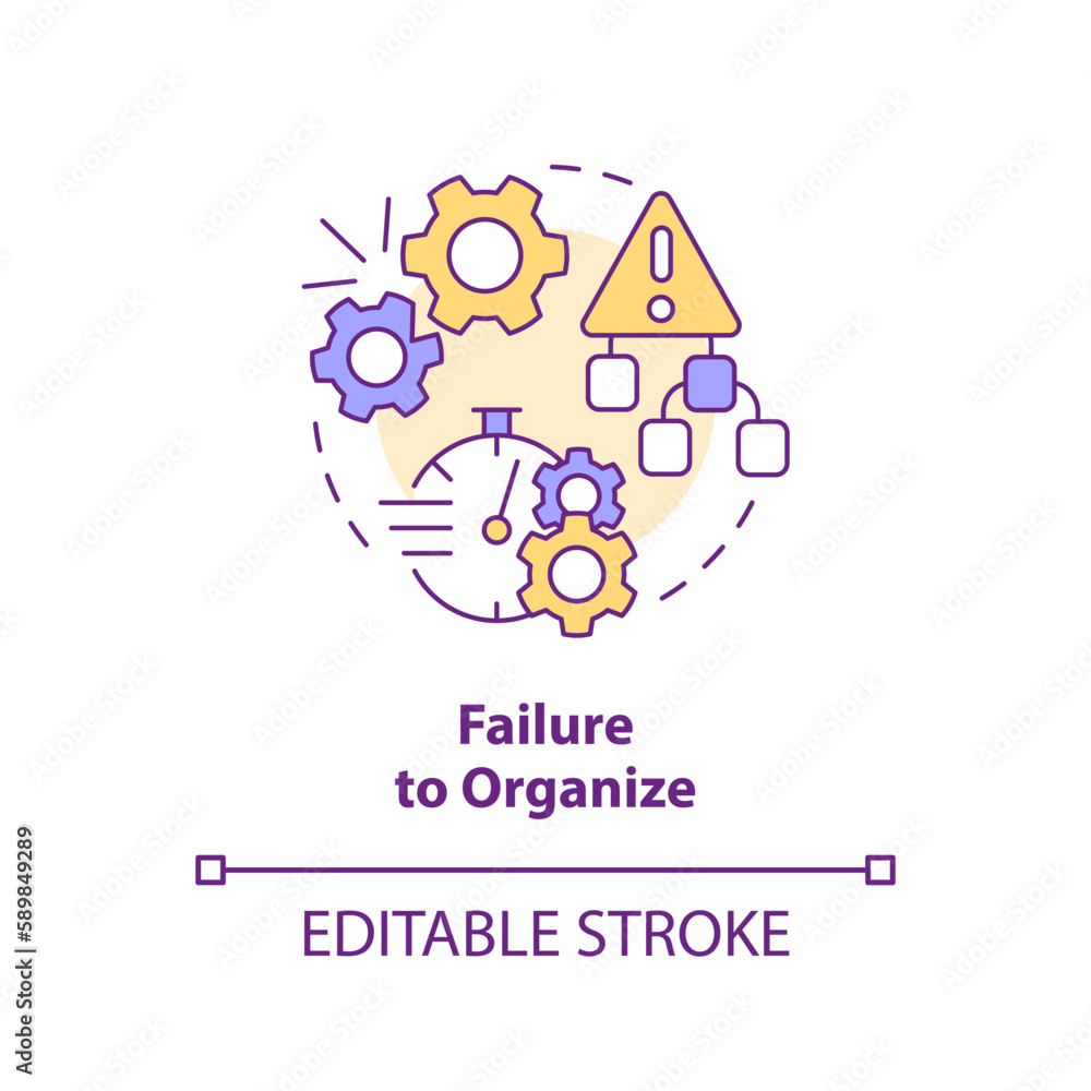 Failure to organize concept icon. SMED related pitfall. Inefficient ...