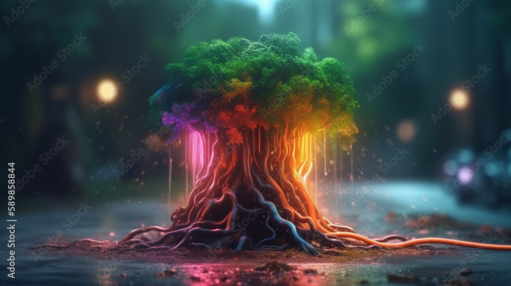 Beautiful illustration of the symbolic magic tree of life.The EV ...