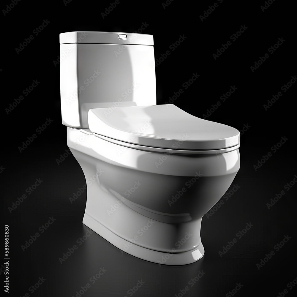 Unique modern toilet commode in black background dynamic lighting ...