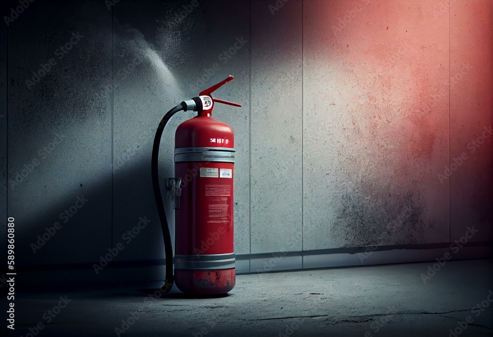 Emergency fire extinguisher system on wall background ideal for ...