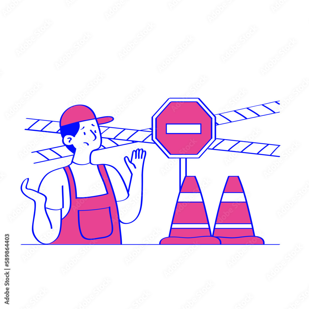 Vetor de Do Not Proceed Professional vector characters in action, with ...