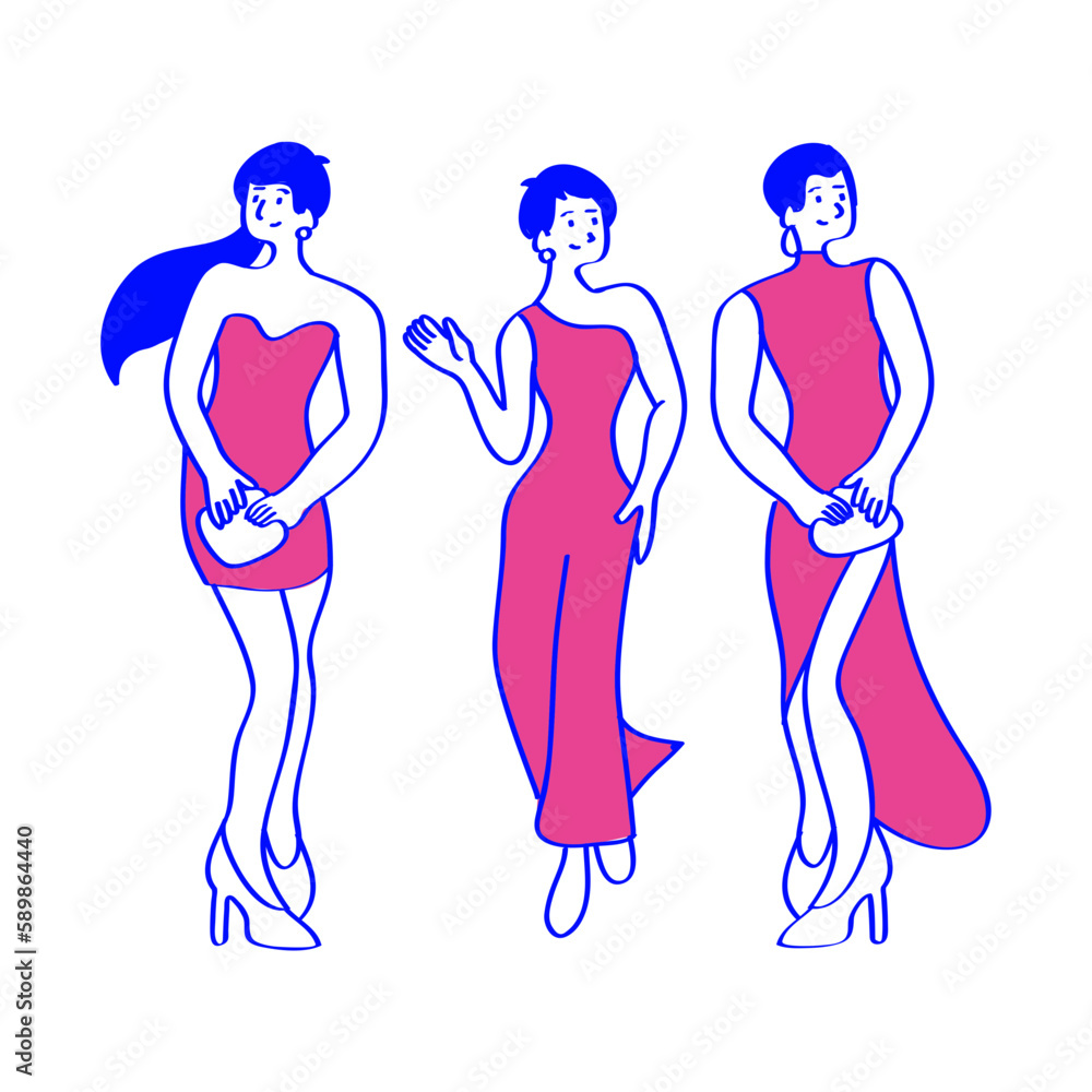 Fashion Models Professional vector characters in action, with duotone ...