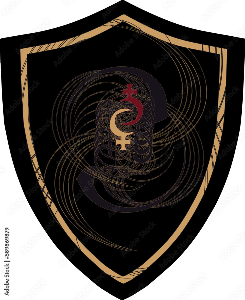Lilith astrological symbol. Coat of arms, emblem, shield, tattoo design ...