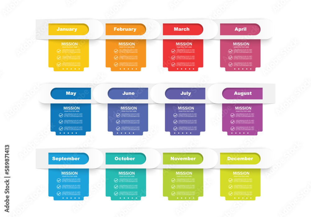infographic Project timeline graph for 12 months modern diagram ...
