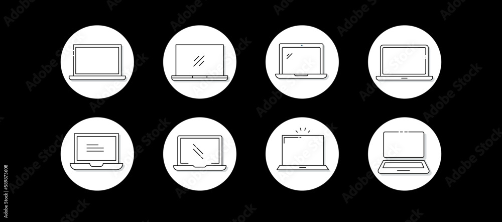 Streamlined Laptop Icons for Professional and Creative Projects Stock ...