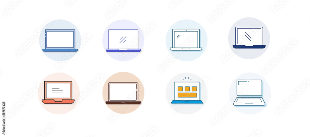 Streamlined Laptop Icons for Professional and Creative Projects Stock ...