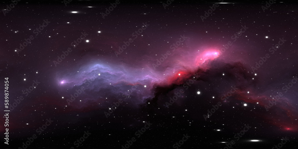 360 degree stellar system and gas nebula. Panorama, environment 360 ...