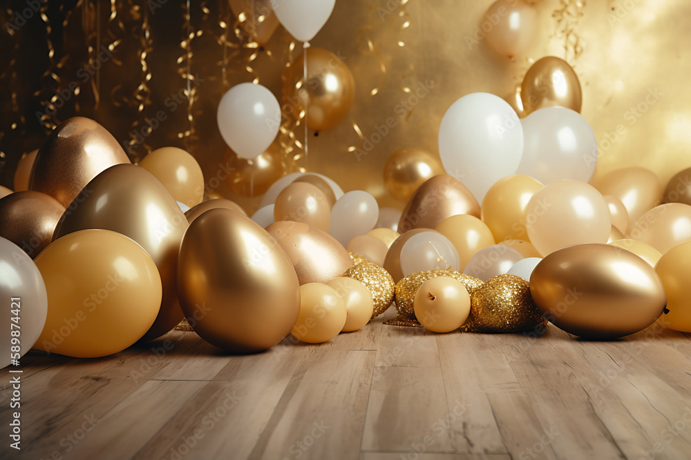 gold balloons Digital Backdrops, Cake Smash Digital Backdrop, night ...