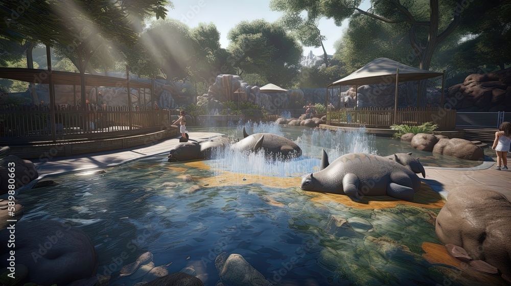 Cool down and have a blast at the zoo-themed interactive water play ...