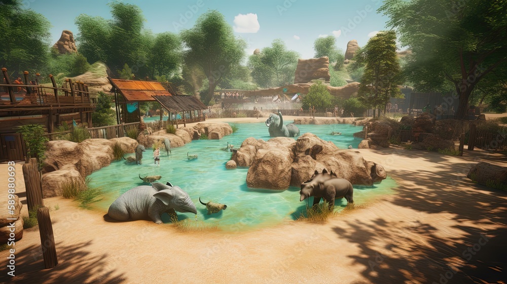 Get soaked at the zoo-themed interactive water play area, complete with ...