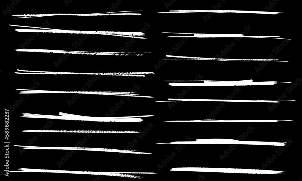 Strikethrough lines isolated. Set of different doodle underlines ...