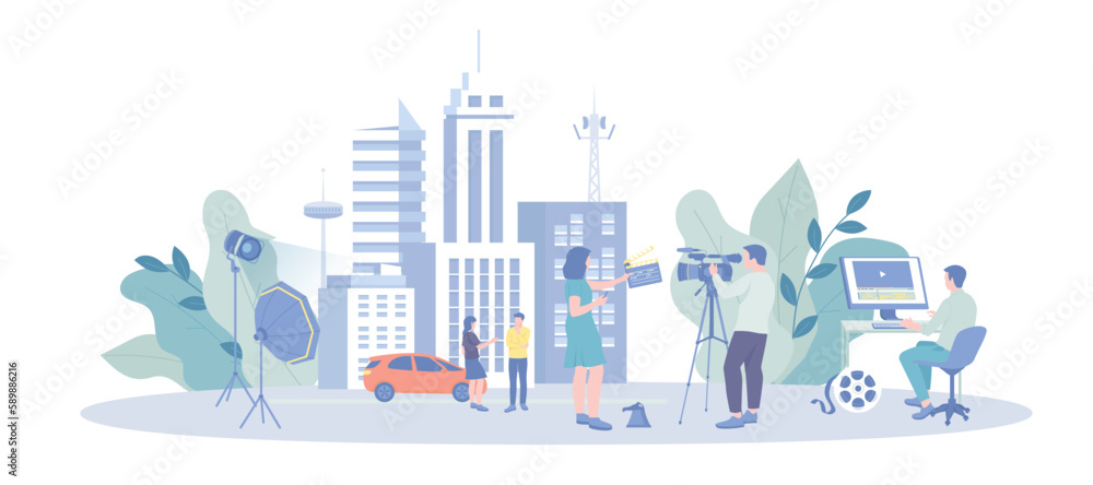 Cinema production industry, recording movie, film making process ...