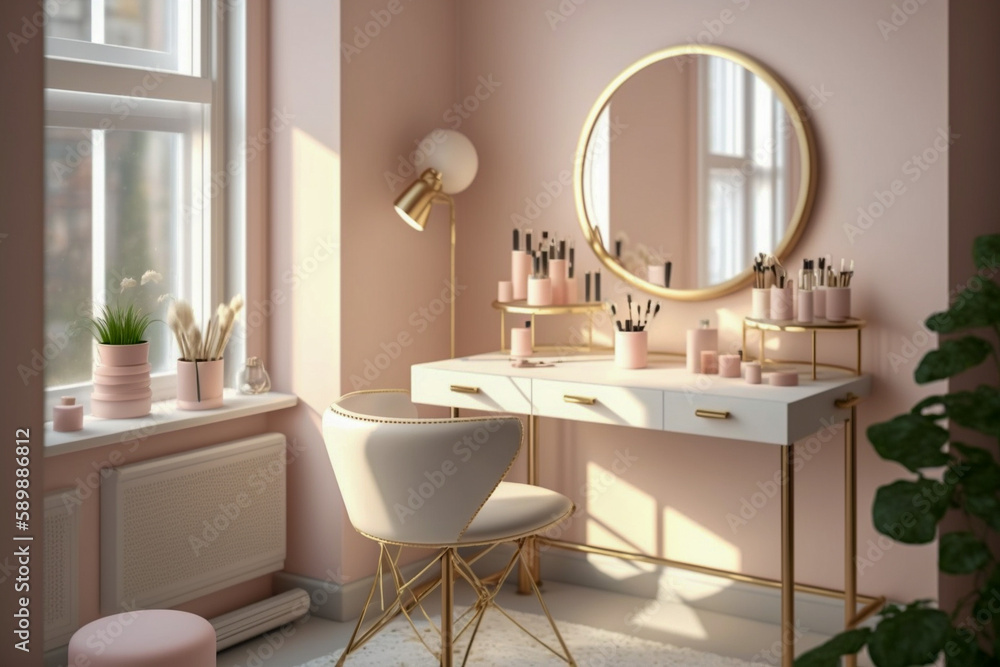 Dressing table with cosmetics for makeup. Super photo realistic ...