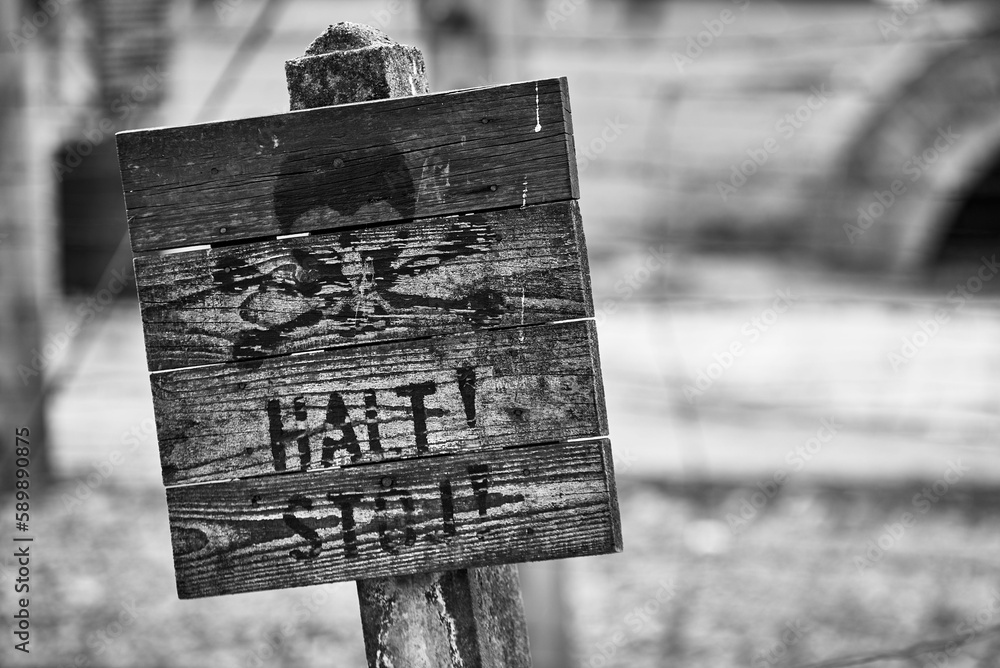 "Stop" signs in the German Nazi extermination camp of the Third Reich ...