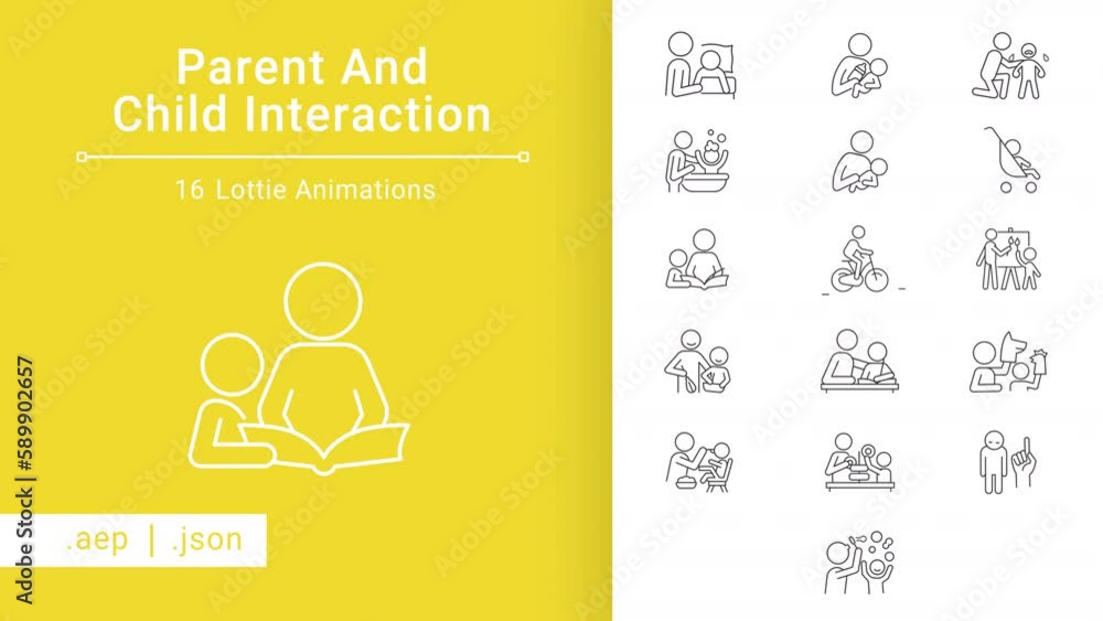 Vidéo Stock Parent child interaction animations. Positive relationships ...