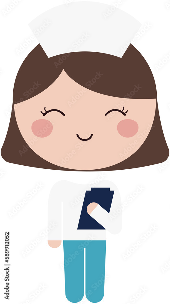 Pictograma animado de enfermera mujer con cofia, sosteniendo una ...