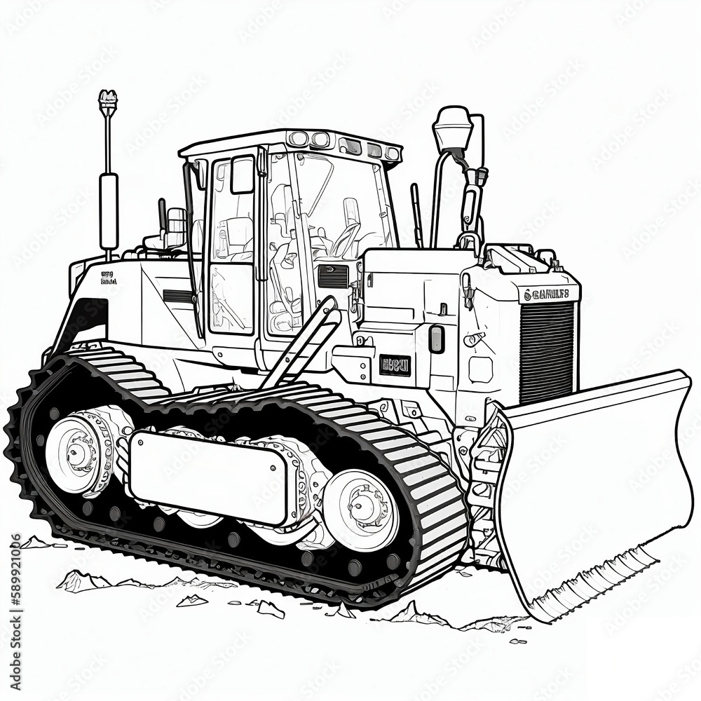 Bulldozer COLORING PAGE FOR KIDS AT SCHOOL Stock Illustration | Adobe Stock