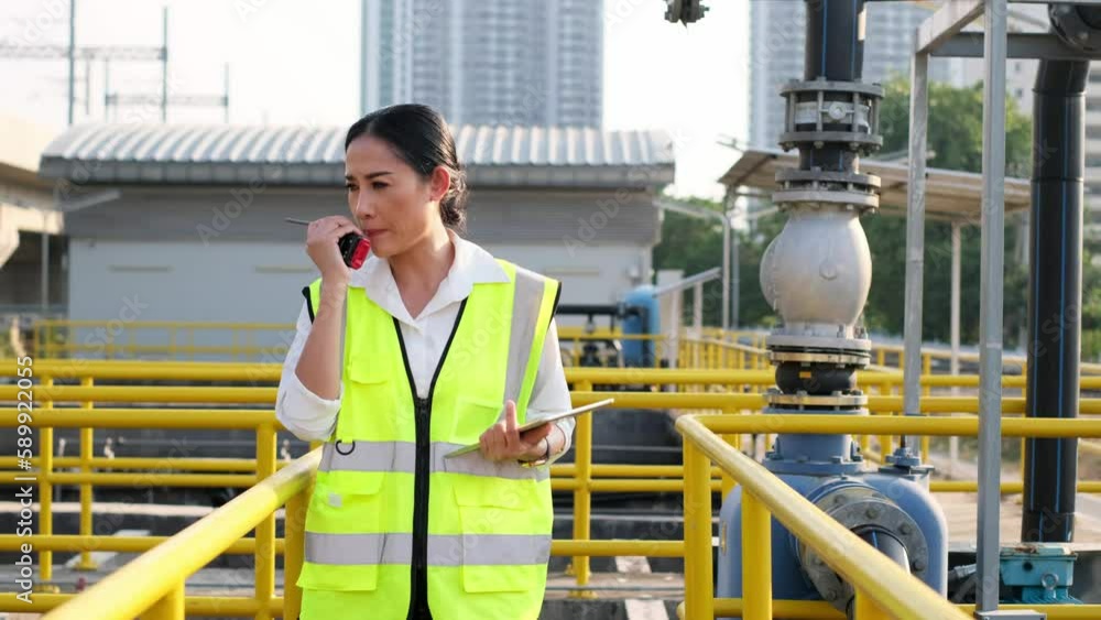 Wastewater treatment concept. Service engineer on waste water Treatment ...