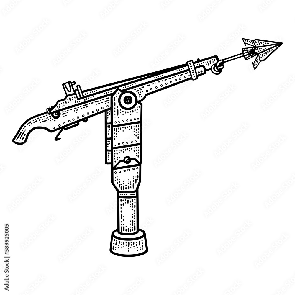 Harpoon cannon sketch PNG illustration with transparent background ...