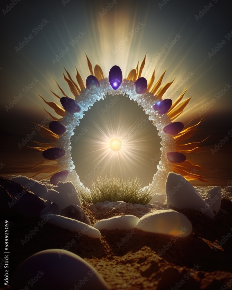 Radiant Sunlight Illuminates the Center of a Vibrant Landscape Stock ...