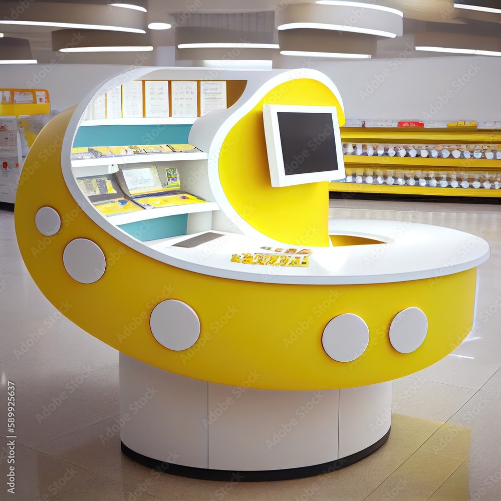 Commercial Kiosk in Supermarket: Eru Round Desk for Convenient Shopping ...