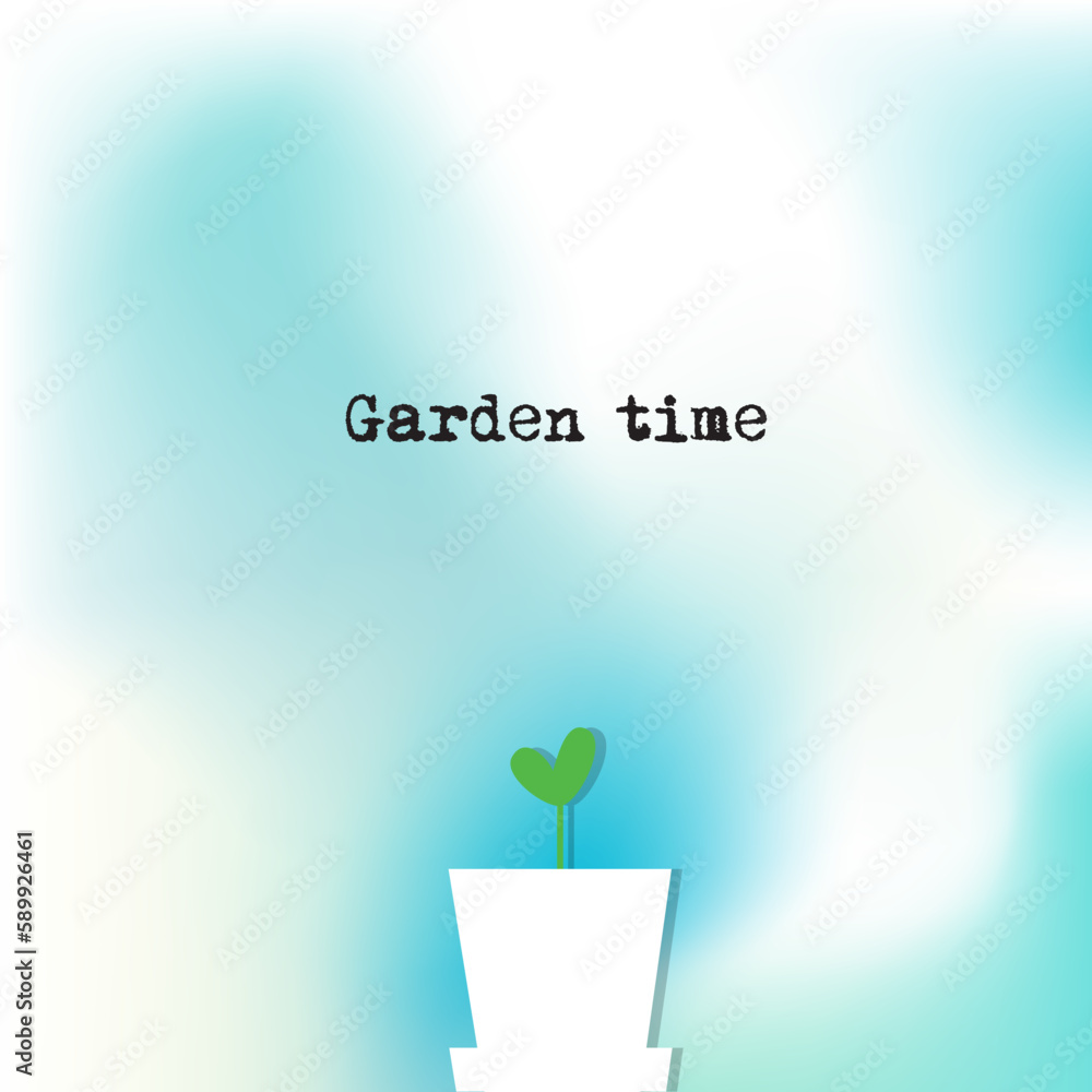 Garden time background, advertising background template with small ...