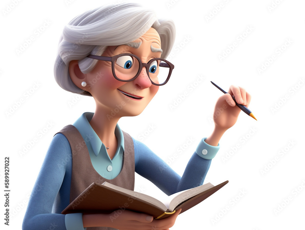 3D cartoon illustration showing a teacher teaching in the classroom ...